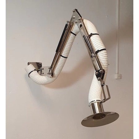 Lev-Co 13' 1" PHARMA extractor arm c/w 4.3"diameter hose, 150 degrees flared capture hood and ...